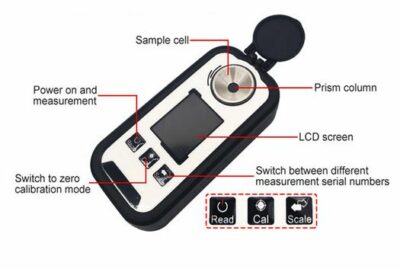 Handheld digital 0-50% brix refractometer, customizable, multiparameter options. | Ecotao Store