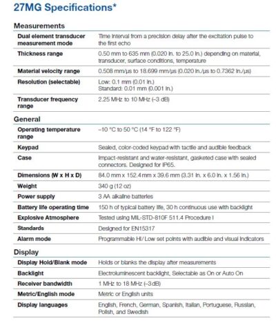 Olympus Model 27MG Digital Ultrasonic Thickness Gauge & D7910 Dual ...